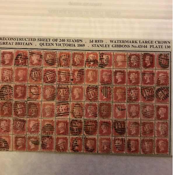 Plate 130 1d Penny Red Full Reconstruction | Liverpool Stamps
